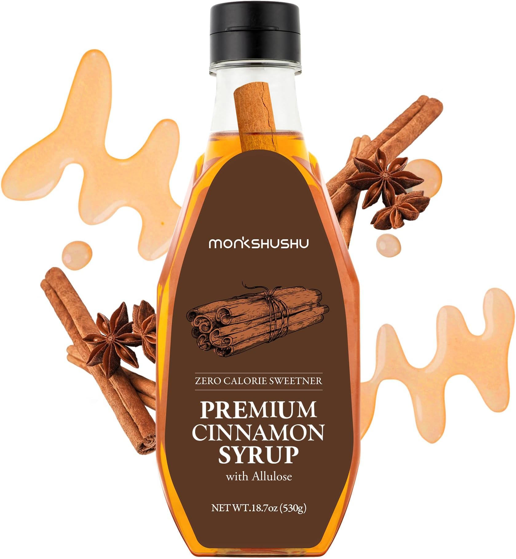 Amazon.com: MONKSHUSHU Premium Cinnamon Allulose Syrup 18.7 Fl Oz ...