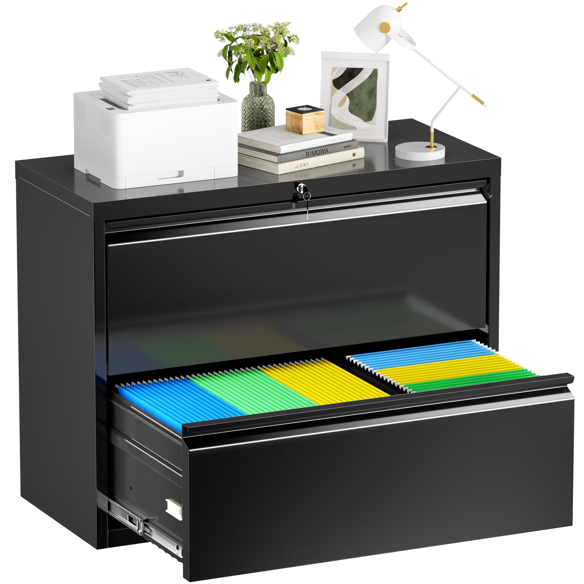 Amazon.com: SUNCROWN 2 Drawer File Cabinet, 35.5" W Metal Lateral File ...