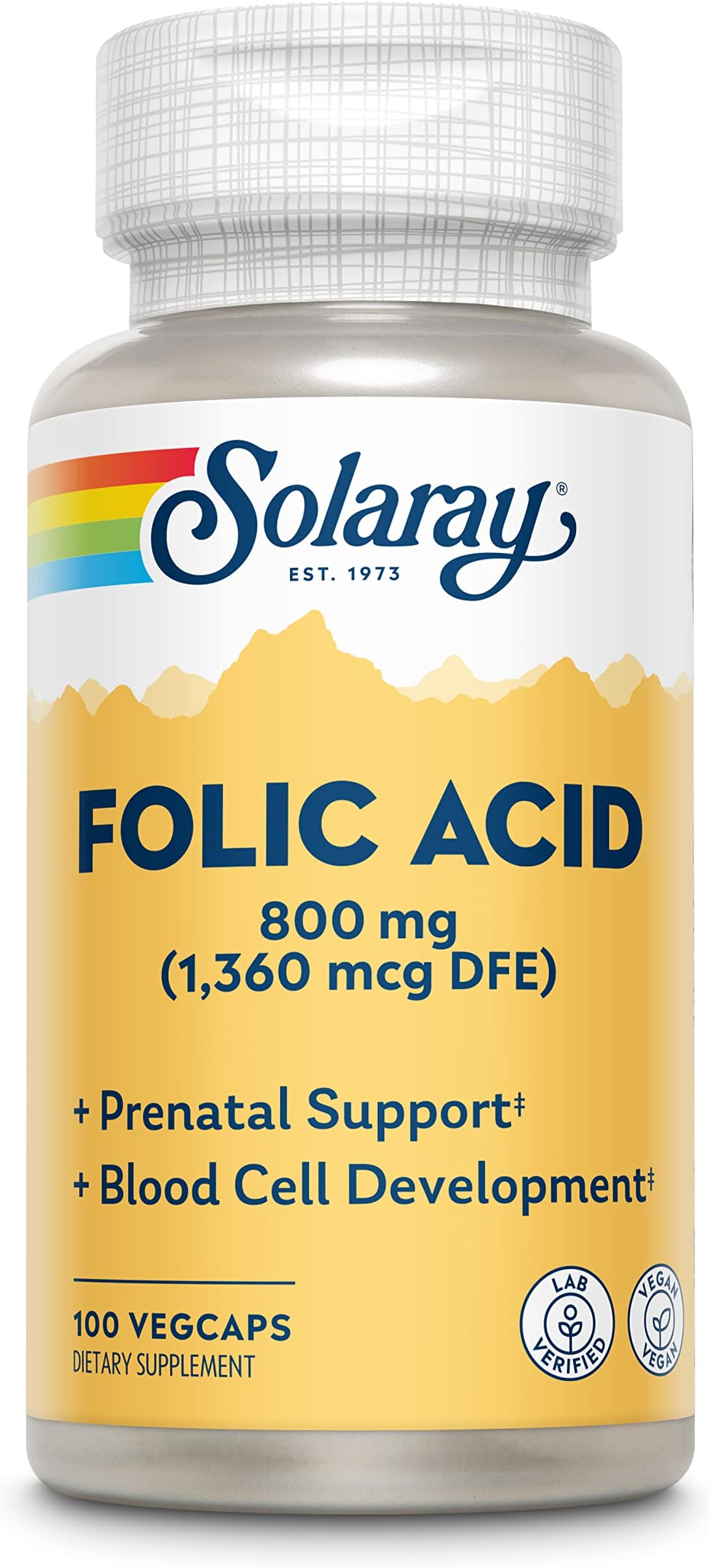 Amazon.com: SOLARAY Folic Acid Capsules, 1360mcg | 100 Count | Pack of ...