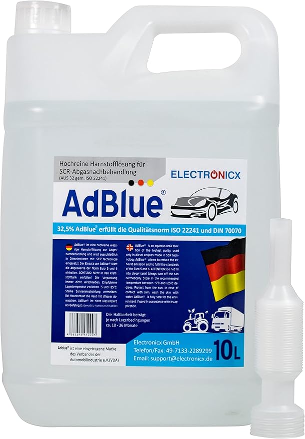 Electronicx AdBlue 10 Liter für Diesel Kanister Harnstofflösung gemäß ISO 22241/1 DIN 70070 VDA ...