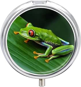Amazon.com: Travel Pill Box for Purse & Pocket,Animal Frog Green Leaf ...
