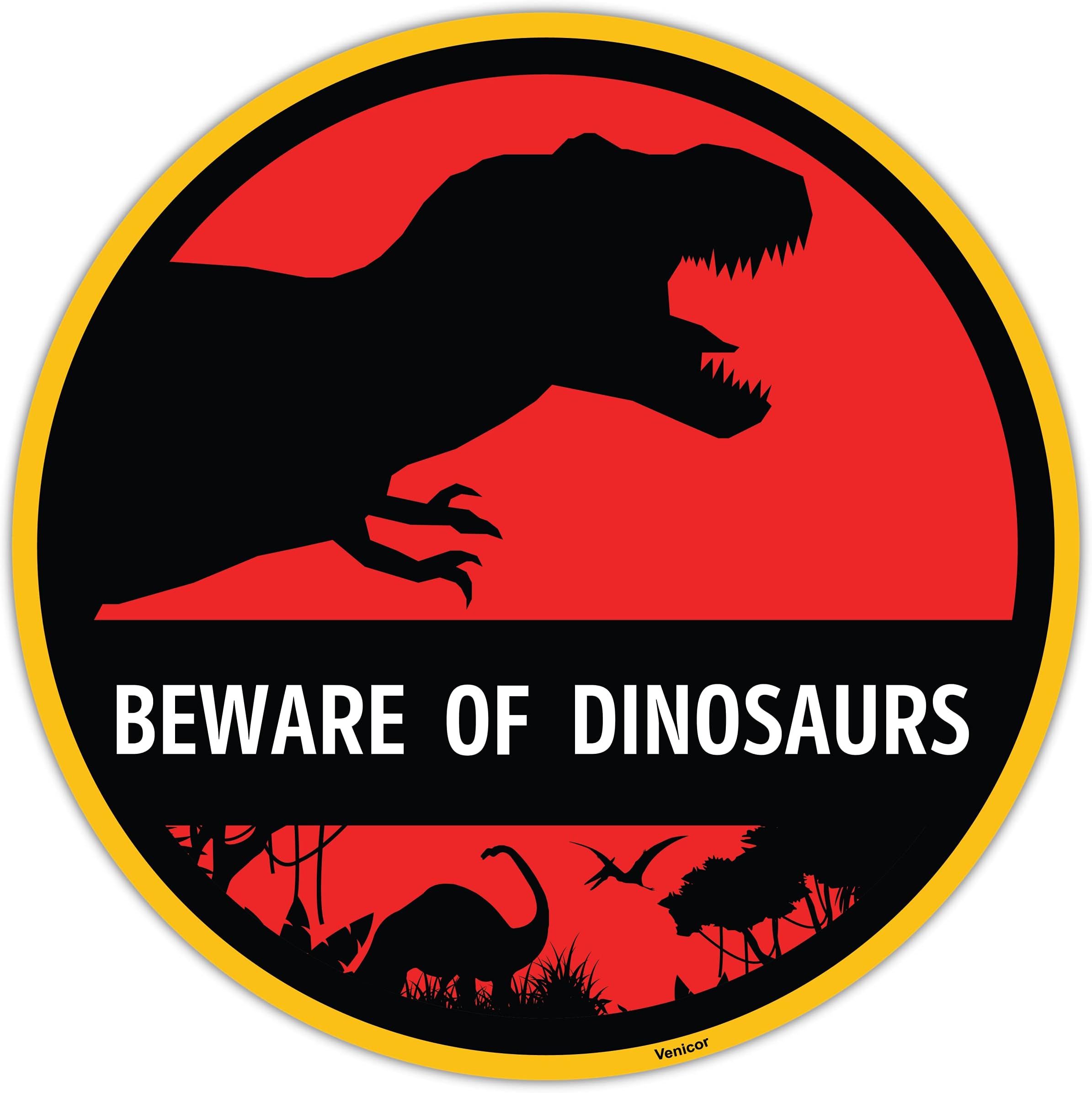 Amazon.com: Venicor Beware of Dinosaur Sign - 12 x 12 Inches - Aluminum ...