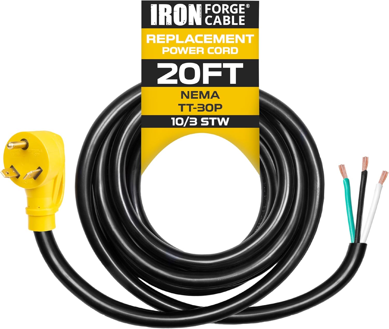 Amazon.com: Iron Forge Cable 30 Amp RV Replacement Cord 20 ft - 10/3 RV ...