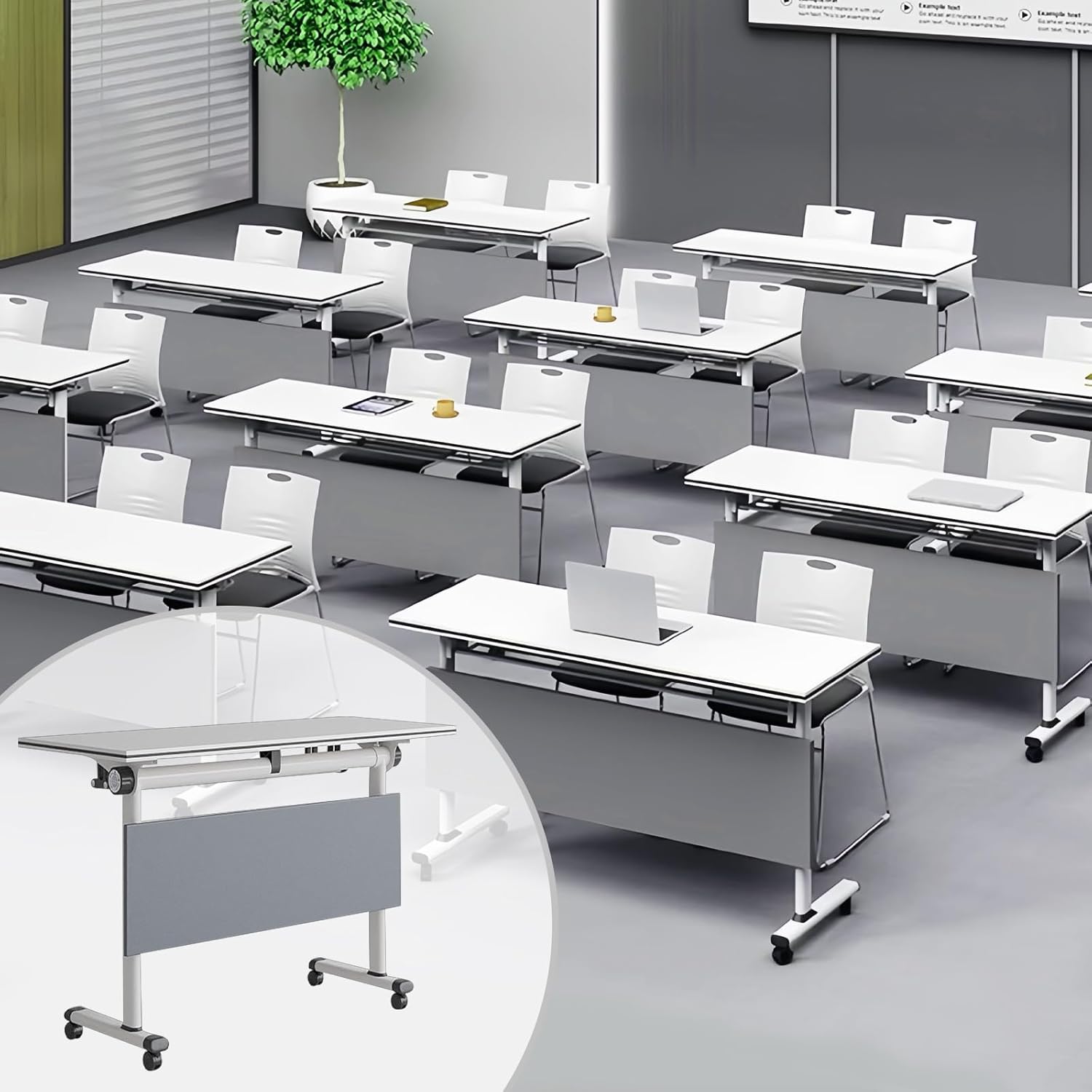 Amazon.com: 6 PACK Folding Conference Table with Lockable Wheels-Mobile ...