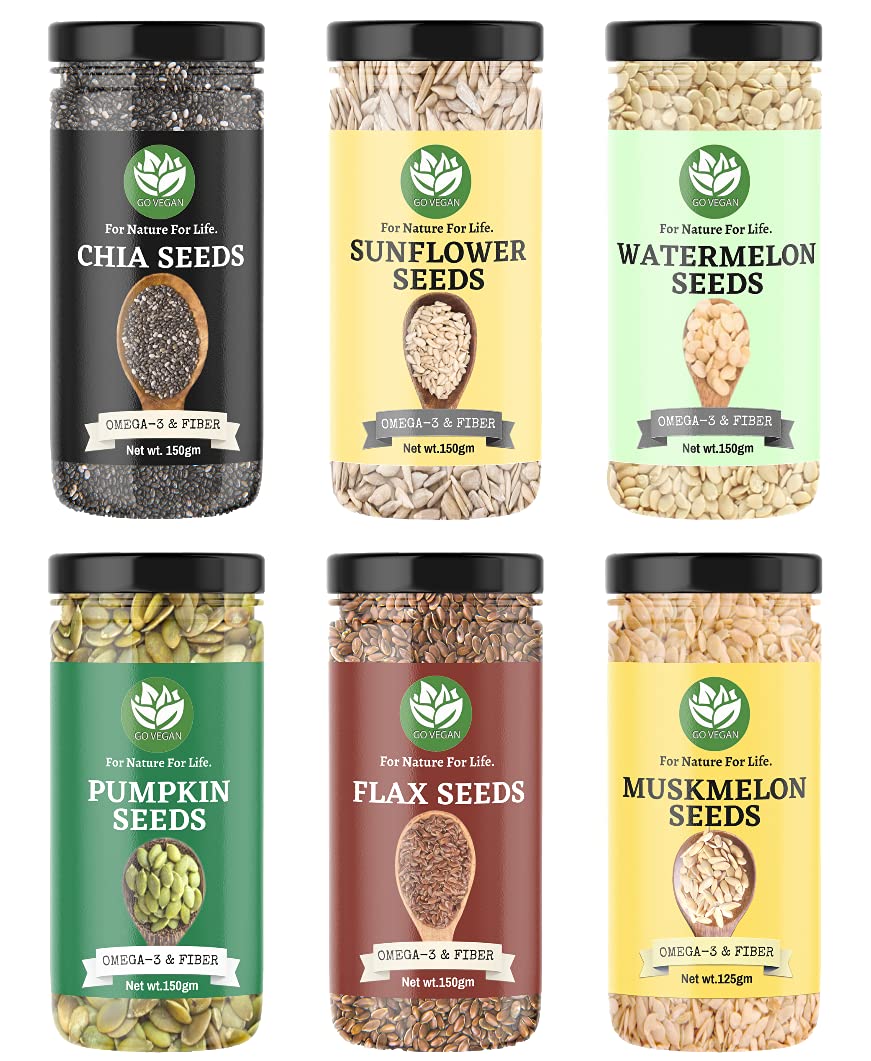 Buy Go Vegan Combo of All Edible Pack of - 875g Boost With y Chia, Pumpkin, Sunflower, Flax ...