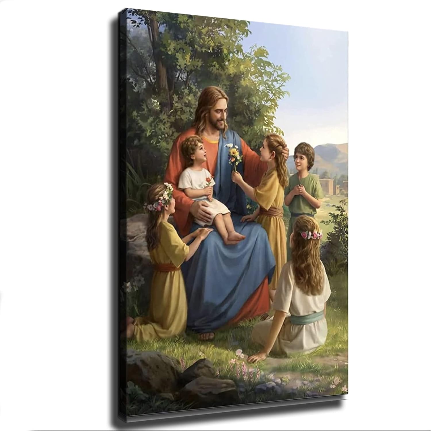 Amazon.com: Christ Jesus - Jesus and The Children Wall Art Print Canvas ...