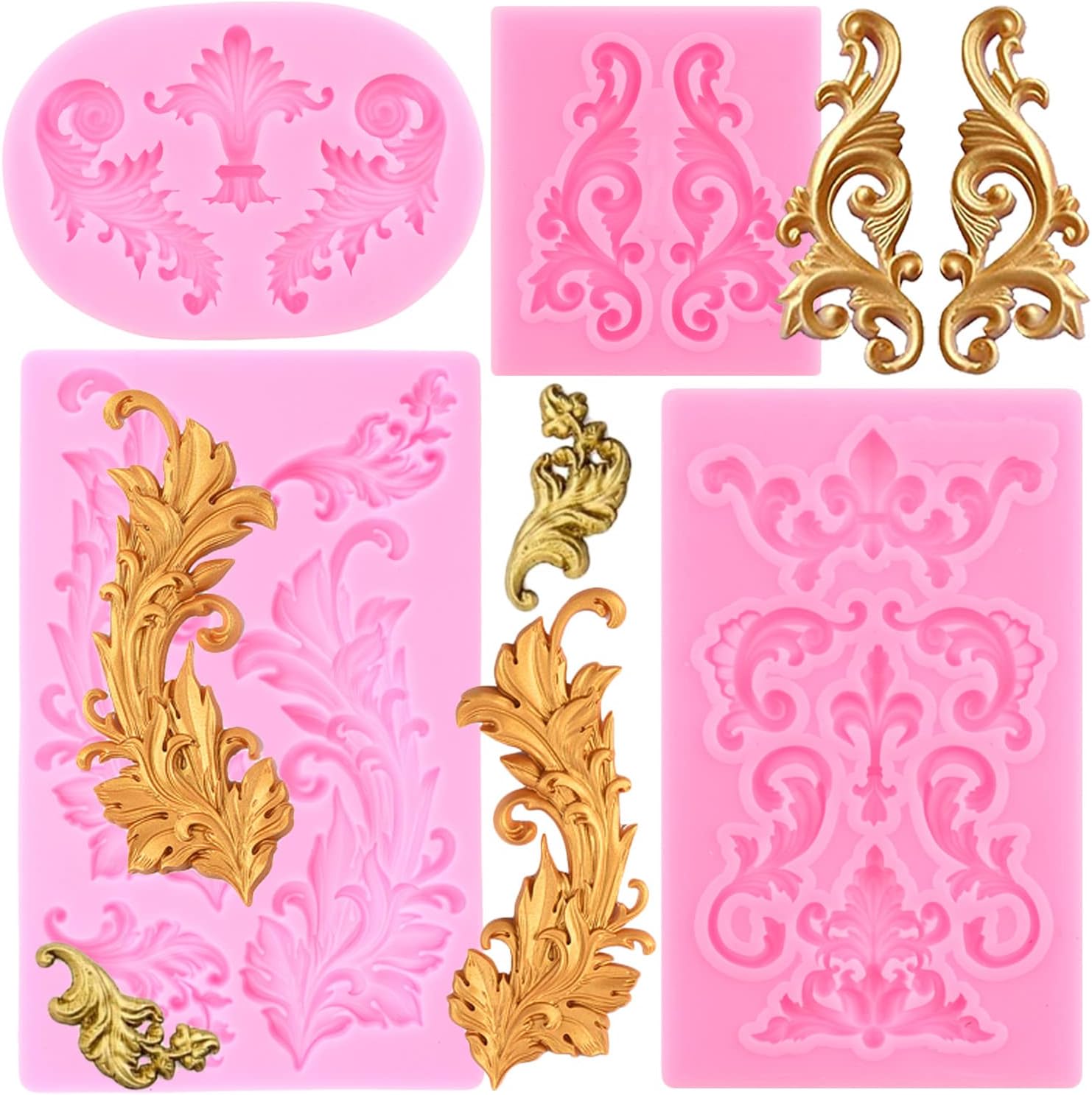 Amazon.com: Baroque Silicone Fondant molds, 4 Packs Scrolls Baroque ...