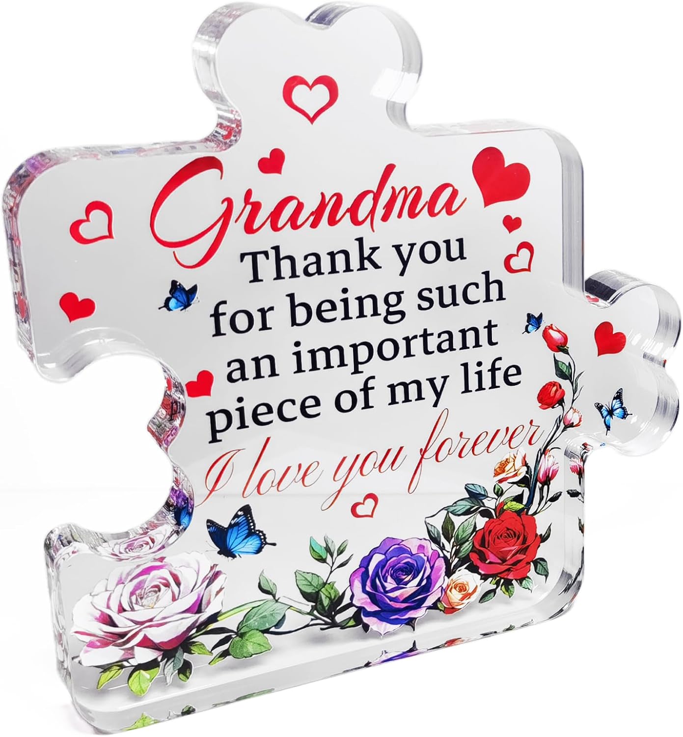 Amazon.com: Ewong Gift for Grandma, Acrylic Puzzle Plaque Keepsake Desk ...