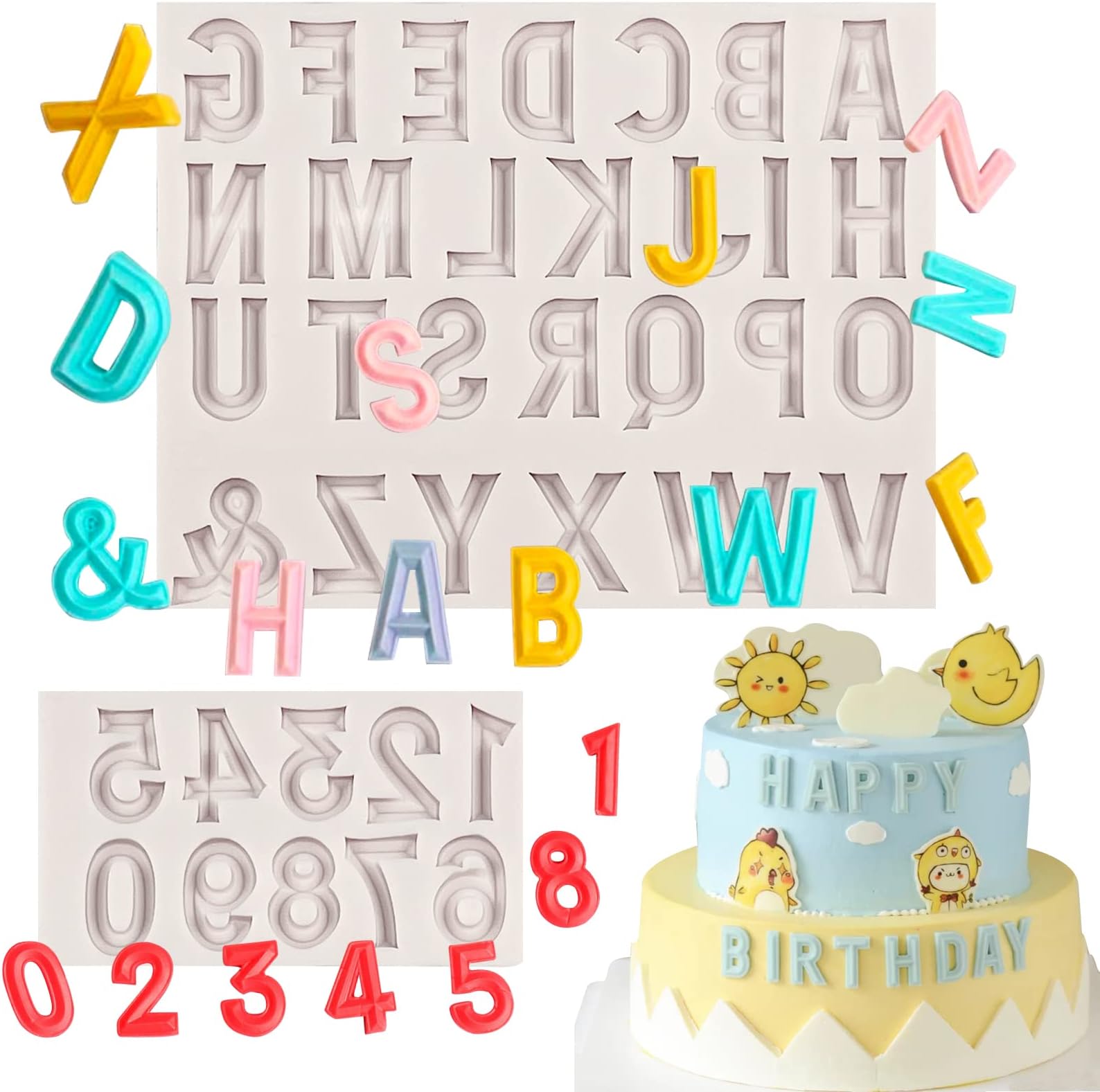 Amazon.com: Fondant Mold Silicone Mini A-Z 26 English Letters Mold Cake ...