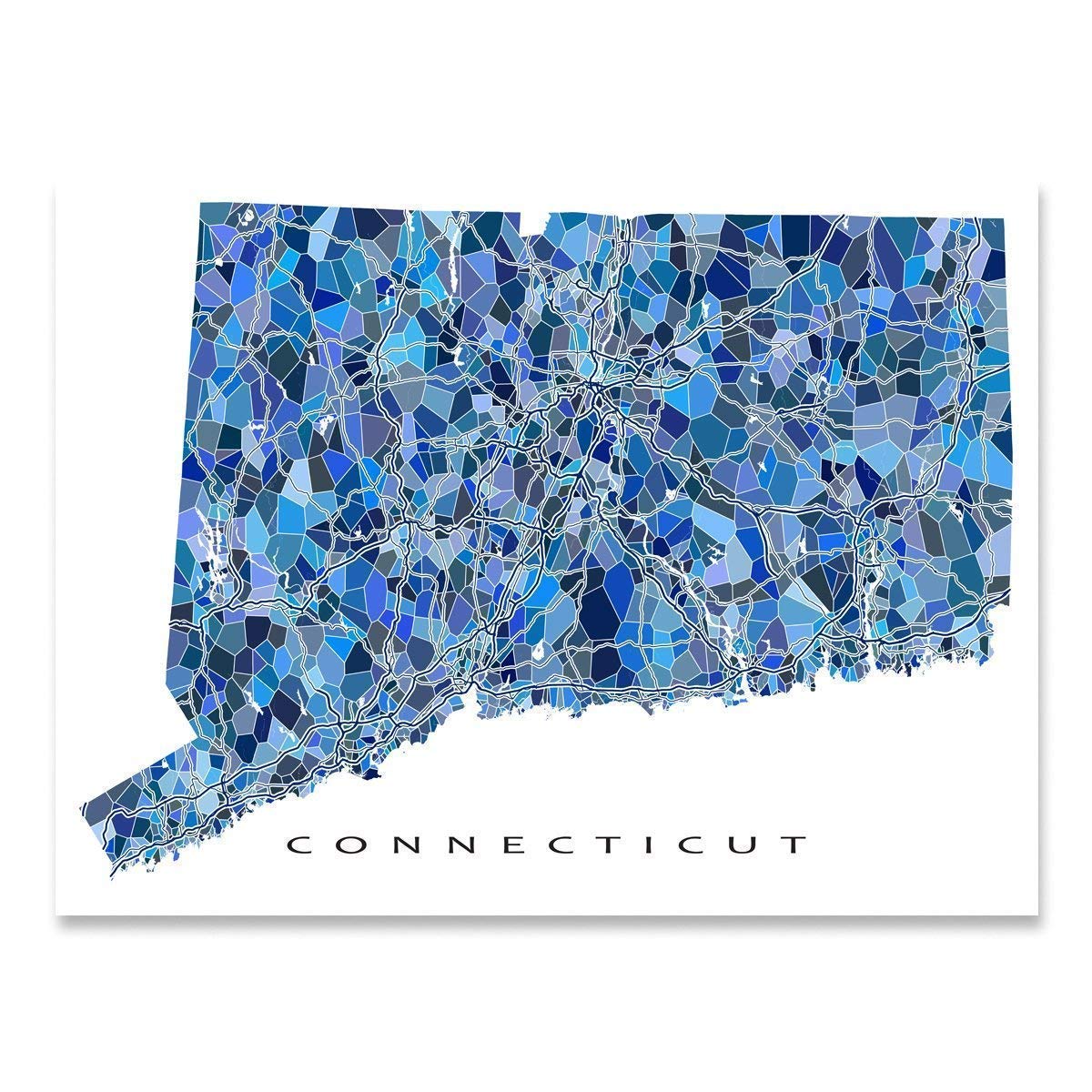 Amazon.com: Connecticut Wall Art Print 8x10, Connecticut Map Poster ...