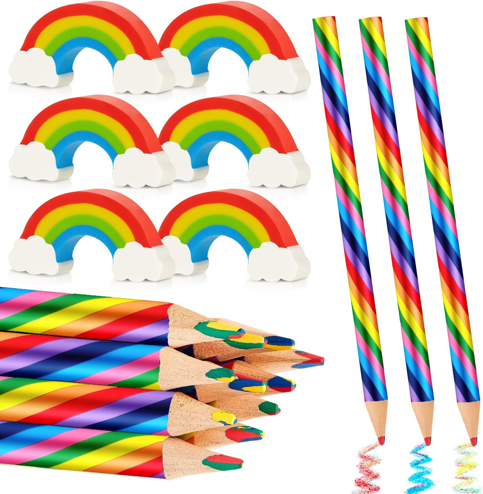 Tenare 24 Stück Regenbogen Buntstifte Set 12 Regenbogenstift mit 12 ...