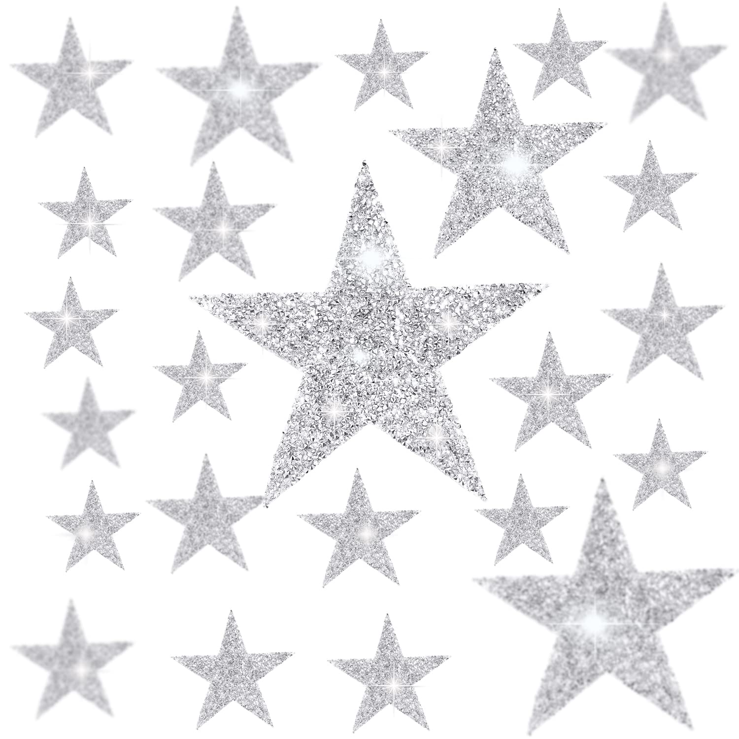 Amazon.com: 24 Pack Star Shape Rhinestone Patch, 6 Sizes Iron Star ...