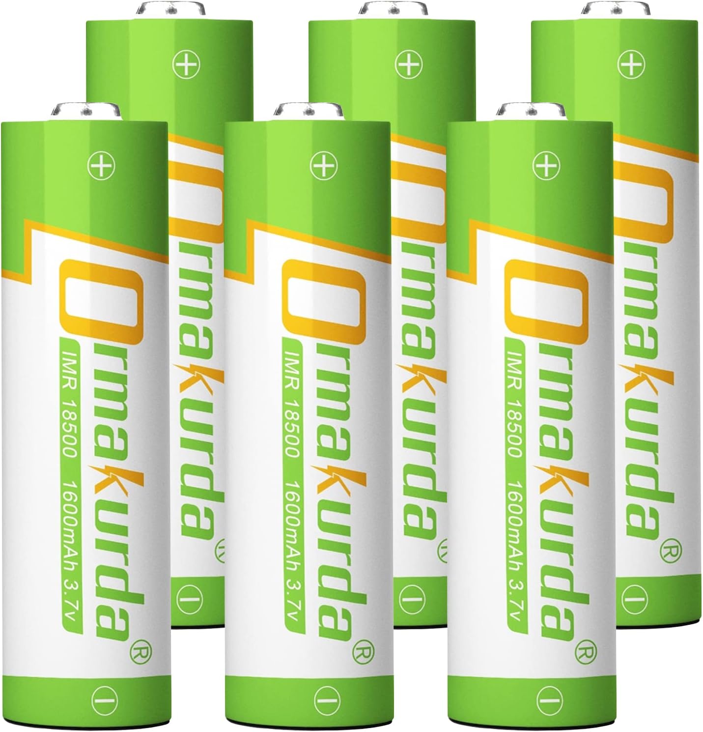 Amazon.com: Ormakurda 18500 Rechargeable Batteries (6Pack), IMR 18500 ...