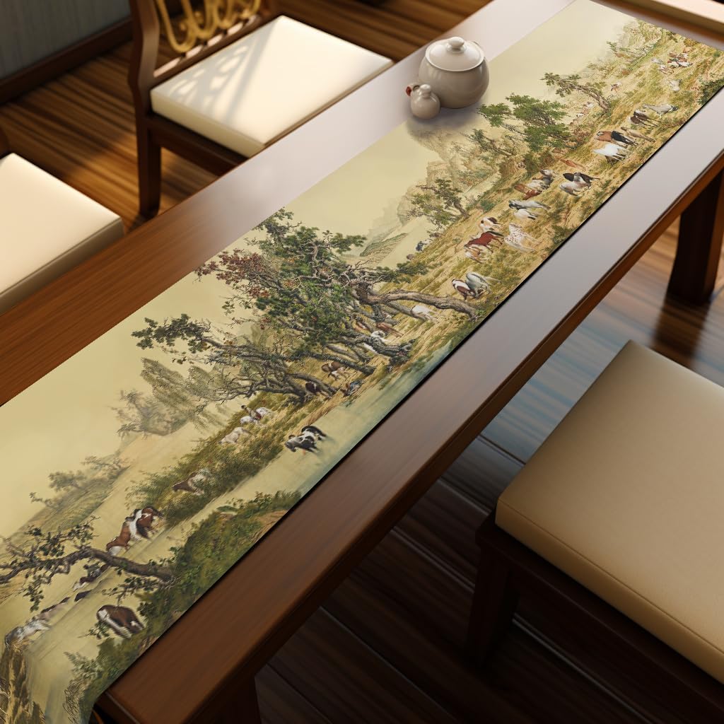 Amazon.com: Double-Layer Table Runner Bed Runner Classic Chinoiserie ...