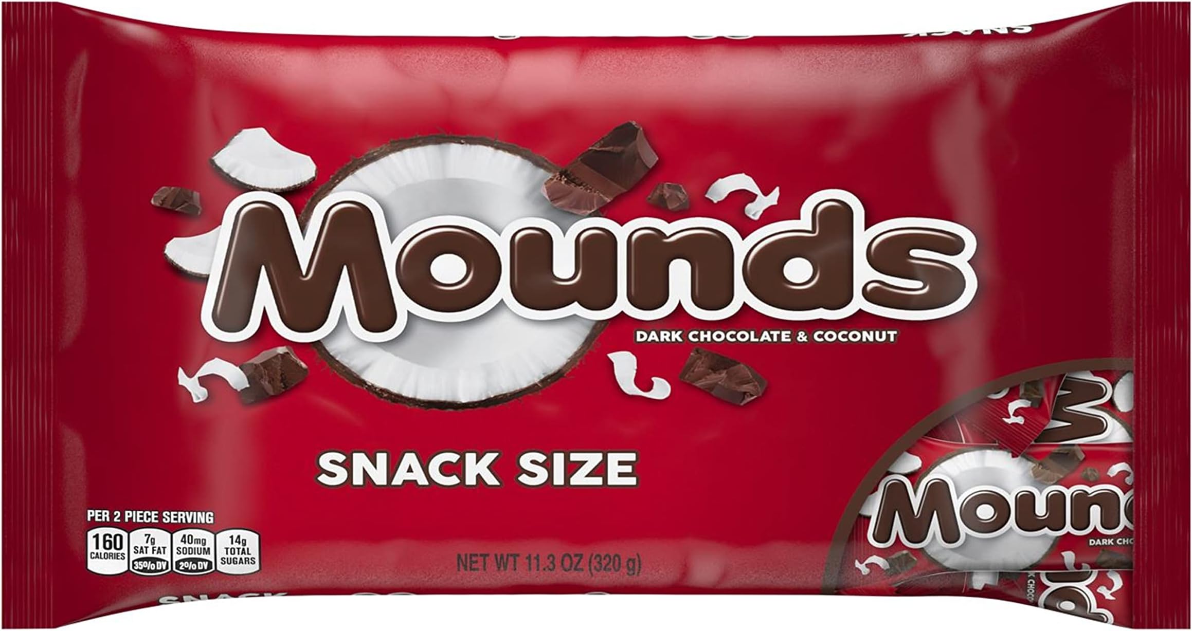 Amazon.com : MOUNDS Dark Chocolate and Coconut Snack Size, Candy Bag ...