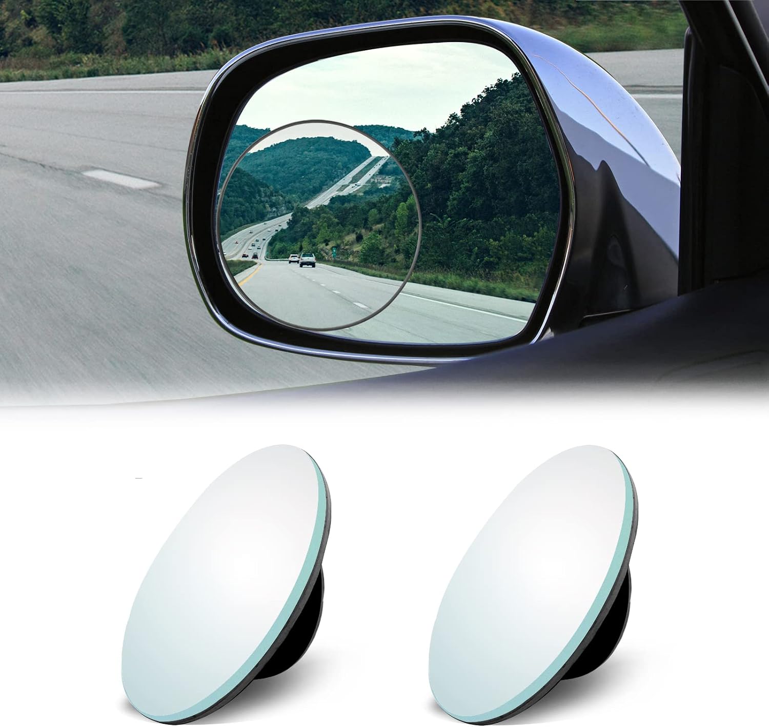 2PCS Blind Spot Mirror Frameless HD Glass Convex Rear View Mirror 360 ...