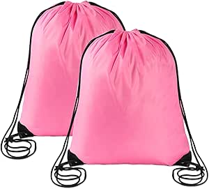 Amazon.com | Sliverdew 2 Pcs Pink Drawstring Backpack Bags Sports Cinch ...