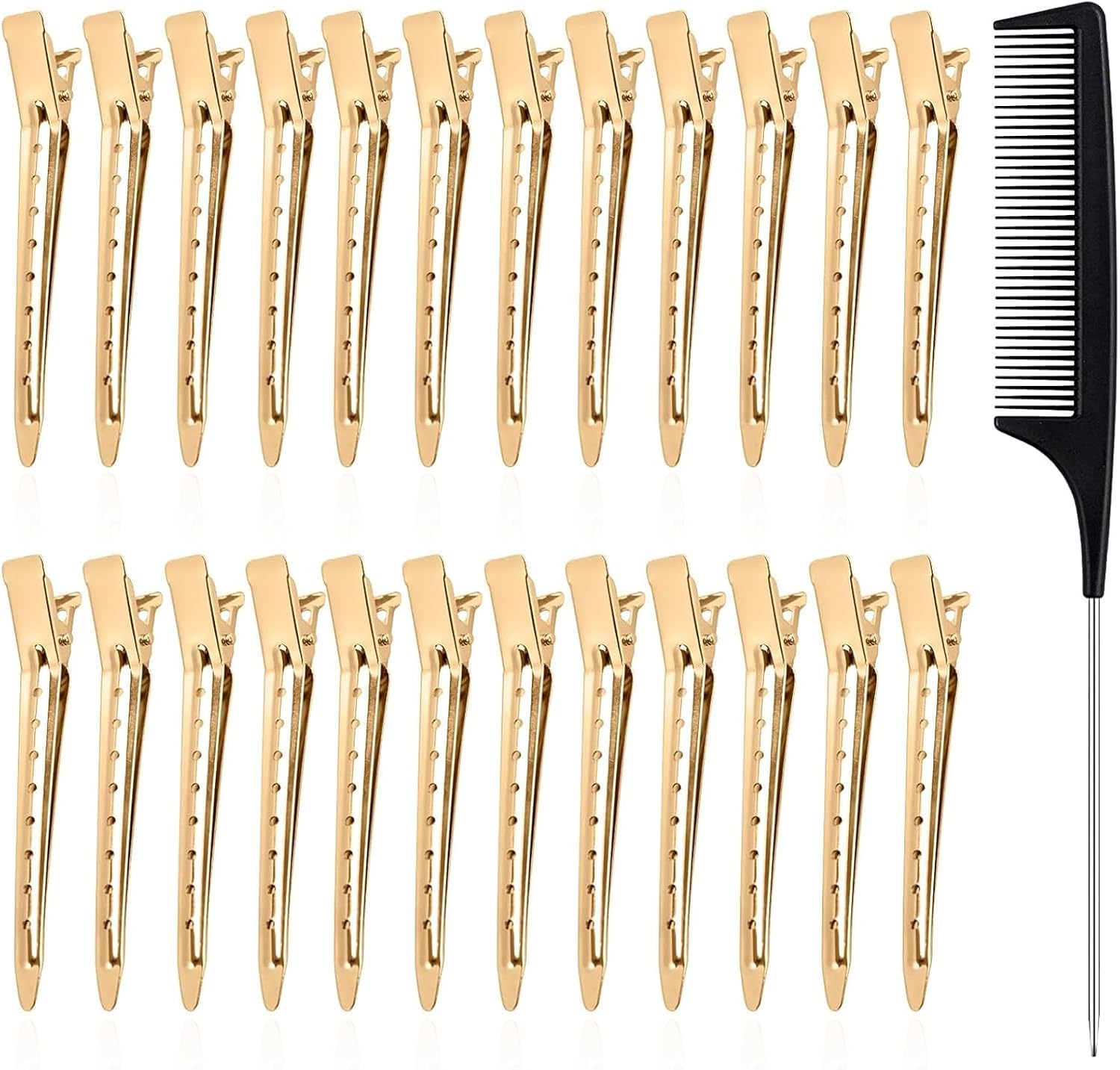 24Pcs Hair Sectioning Clips with Styling Comb, 3.5 Inch Duckbill Hair ...