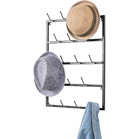 Amazon.com: MyGift 5 Tier Modern Matte Black Metal Hat Rack for Wall ...