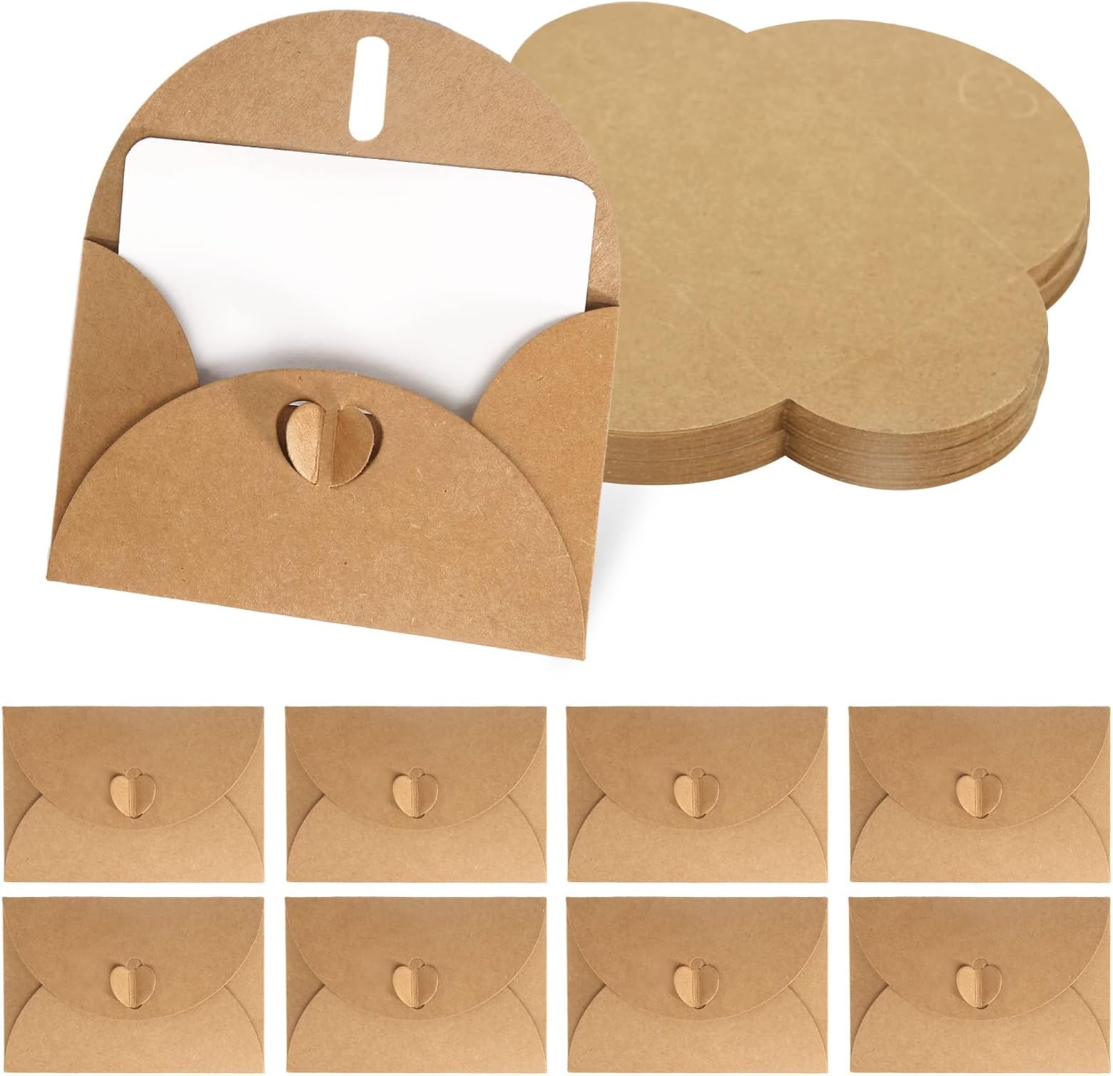 Kraft Paper Envelopes, Pack of 40 Mini Envelopes with 40 Cards Set ...