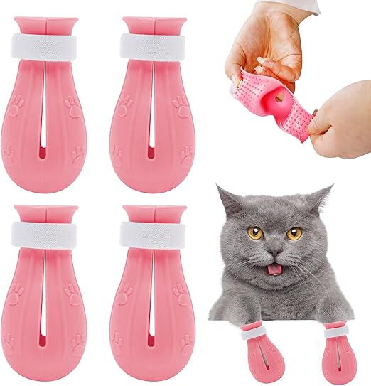Amazon.com : 4Pcs Cat Boots for Cats Only Paw Covers Protectors Claws ...