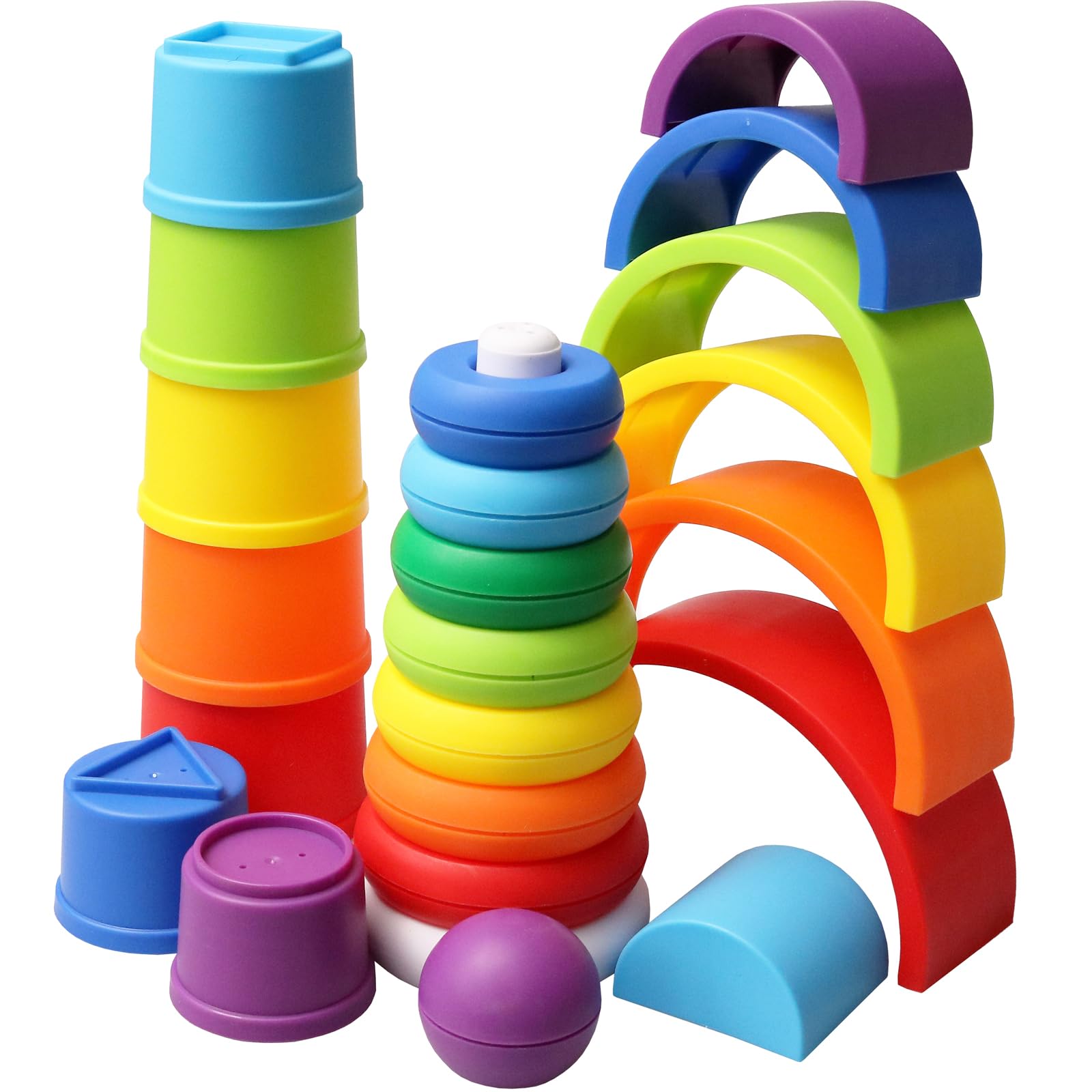 Amazon.com: Kiddie Play Stacking Toys for Toddlers | Set of 3 Baby Toys ...