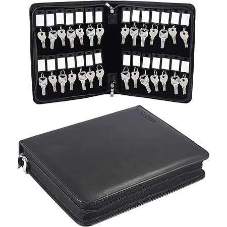 Amazon.com: Portable Zippered Key Case, Leather Key Organizer Key ...