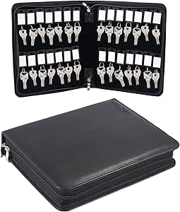 Amazon.com : Portable Zippered Key Case,Leather Key Organizer Case with ...