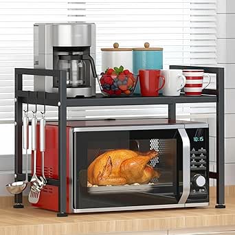 NastNoon Expandable Microwave Oven Rack, 2-Tier Kitchen Benchtop ...