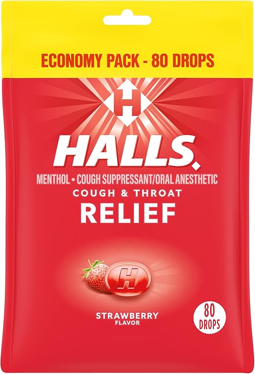 Amazon.com: HALLS Relief Strawberry Cough Drops, Economy Pack, 80 Drops ...