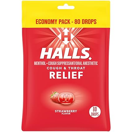 Amazon.com: HALLS Relief Strawberry Cough Drops, Economy Pack, 80 Drops ...