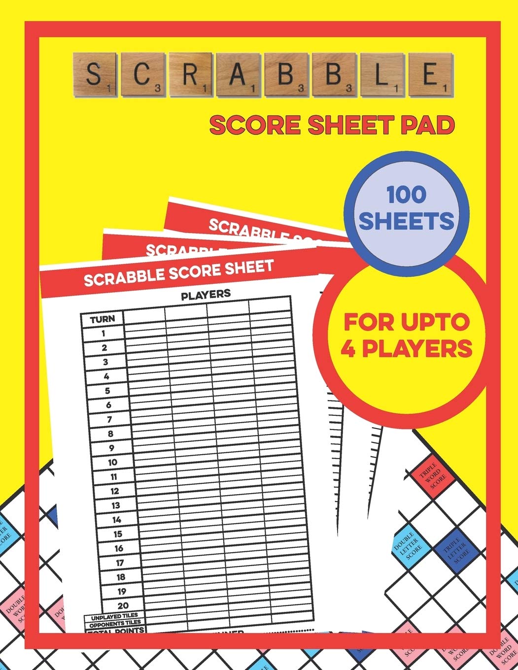 Scrabble Score Sheets Pad - 100 Score Sheets - For Upto 4 Players ...