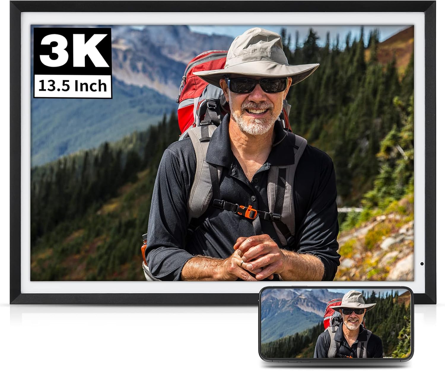 Amazon.com : BSIMB 13.5-Inch 32GB 3K Digital Photo Frame Dual Band Wi ...