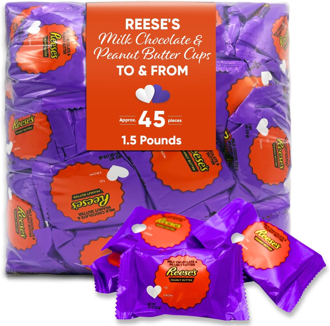 Amazon.com : Milk Chocolate Peanut Butter Cups (1.5Lb, Approx. 45 ...