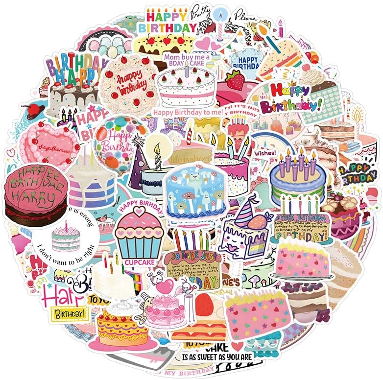 Calcomanías de pastel de feliz cumpleaños 106 piezas de calcomanías de ...