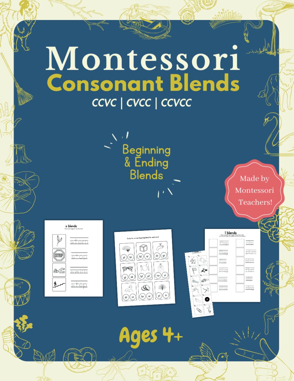 Beginning Blends Workbook | Initial Consonant Blends | Montessori ...