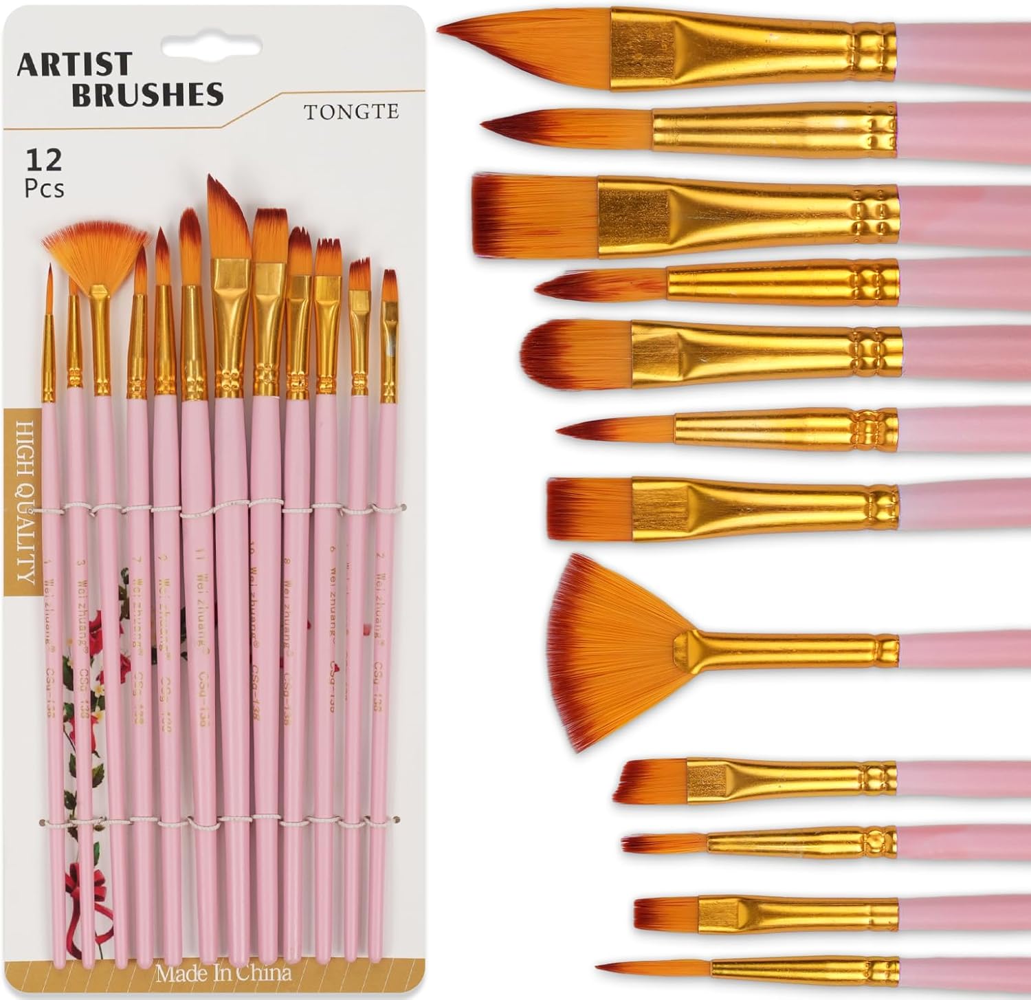 Amazon.com: MAYYAYA 12 Pieces Crafts Artist Paint Brushes Set - Nylon ...