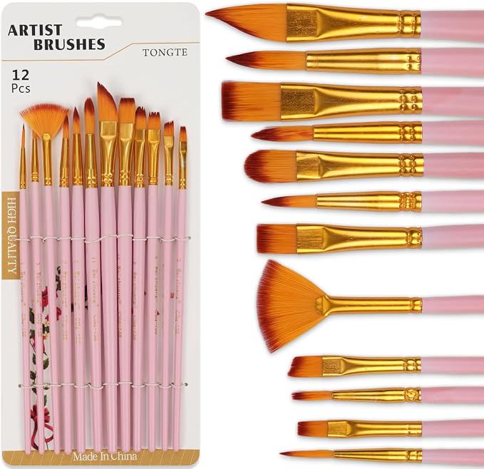 Amazon.com: MAYYAYA 12 Pieces Crafts Artist Paint Brushes Set - Nylon ...