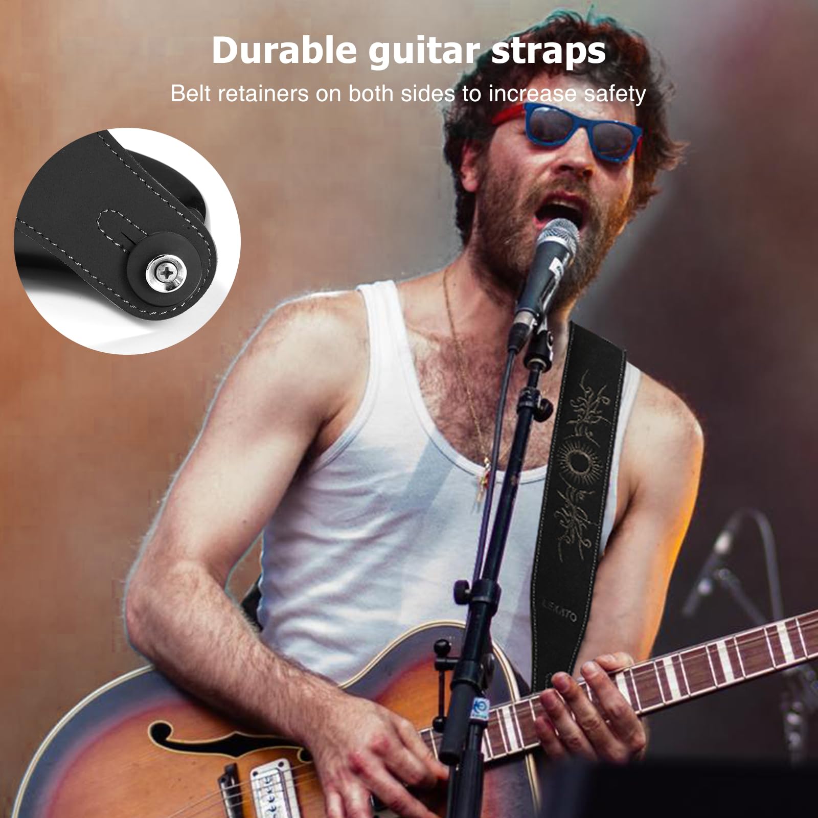 Snapklik.com : LEKATO Suede Guitar Strap