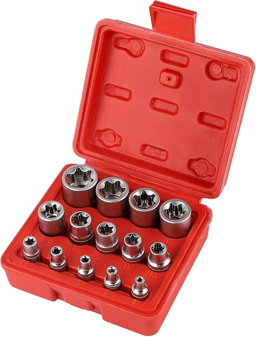 Amazon.com: 14Pcs E-TORX Socket Set - Premium Female Torx Socket Set ...