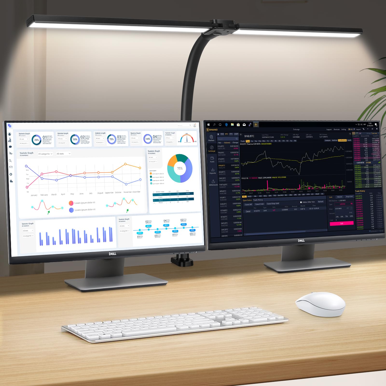 LED Desk Lamp for Home Office, 24W 31.5" Double Head Architect Desk ...