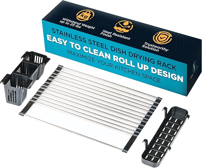 Amazon.com - Steel Sensation Roll Up Dish Drying Rack Over The Sink ...