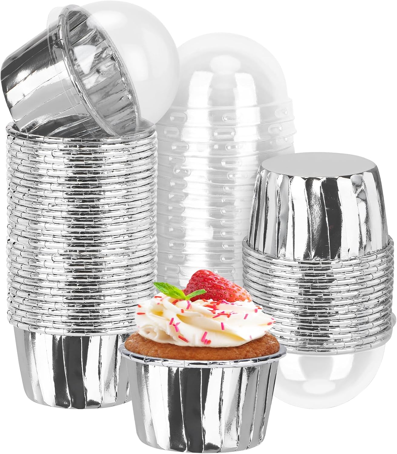 Amazon.com: EUSOAR Cupcake Liners for Baking, 3.5oz 50pcs Aluminum Foil ...