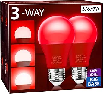 Briignite 3 Way Red Light Bulbs, 3 Way LED Light Bulbs 30 70 100W ...