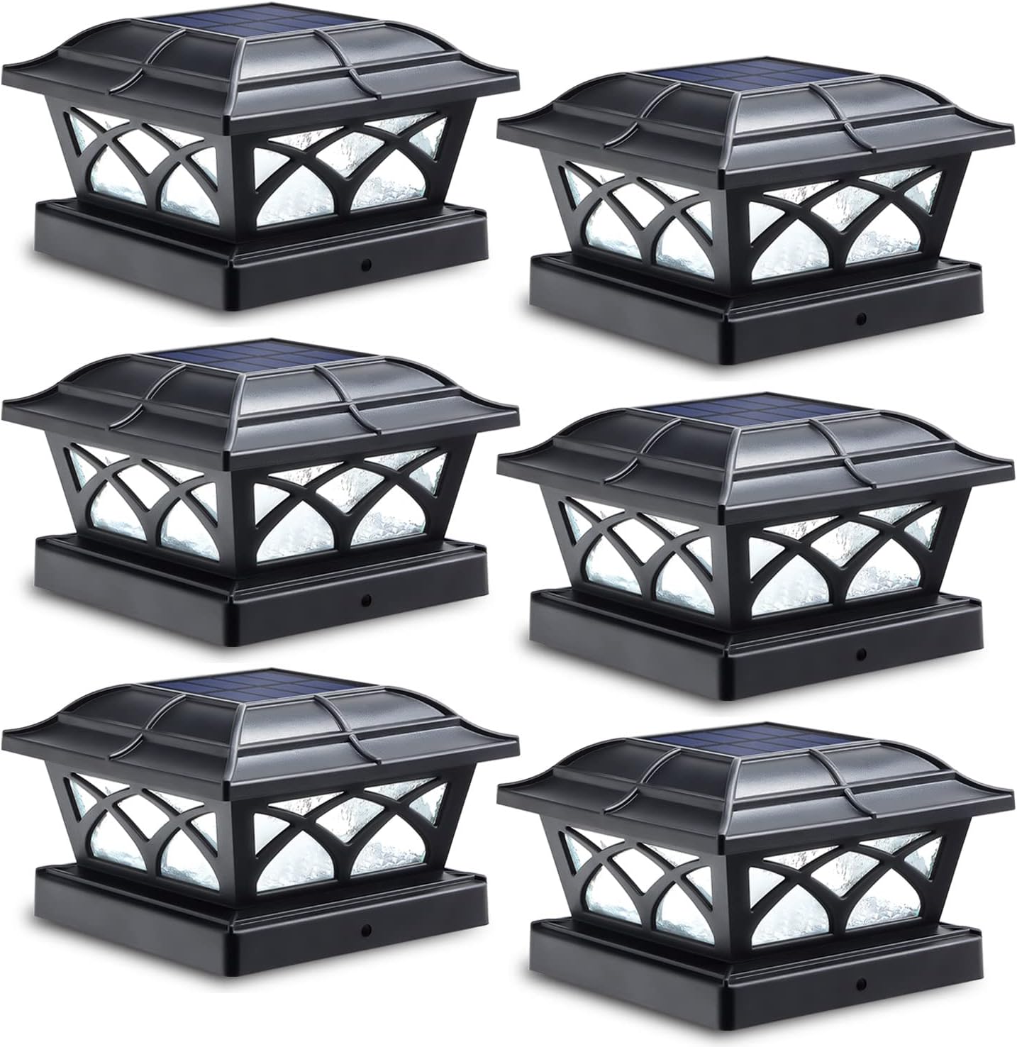 SIEDiNLAR Solar Post Cap Lights Outdoor Glass 2 Color Modes 8 LEDs for ...