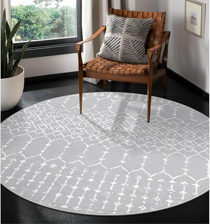 Amazon.com: Lahome Moroccan 5Ft Round Rug - Machine Washable Round ...
