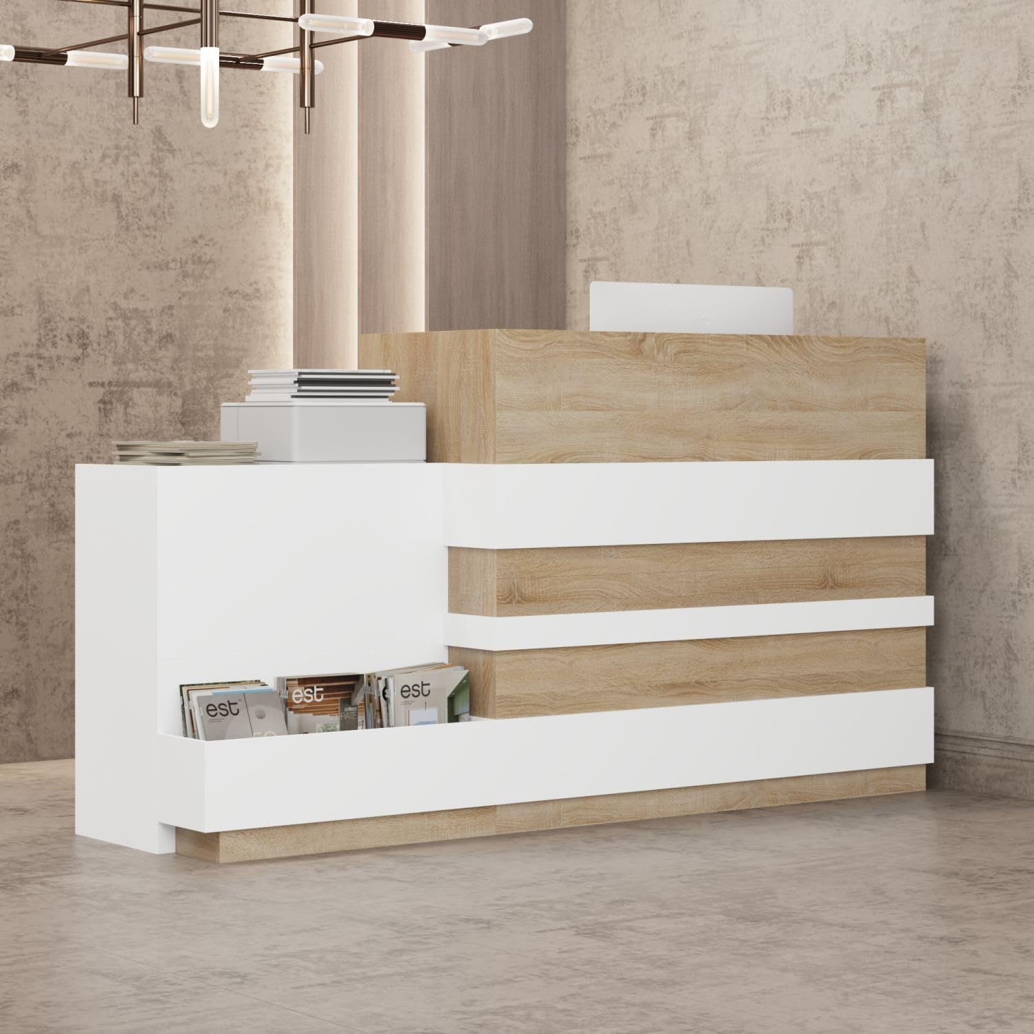 Amazon.com: FAMAPY Reception Desk Retail Counter with Lockable Drawer ...