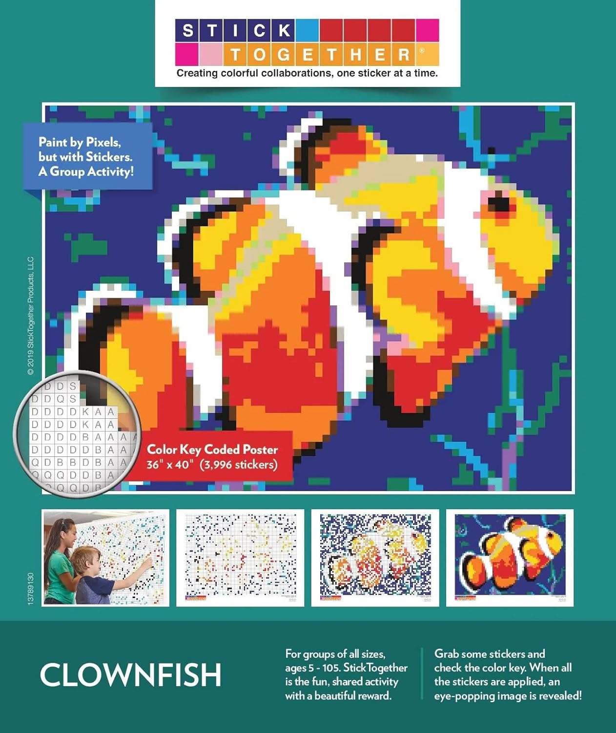 Amazon.com: Clownfish Mosaic Sticker Art Kit for Kids and Adults, Large ...