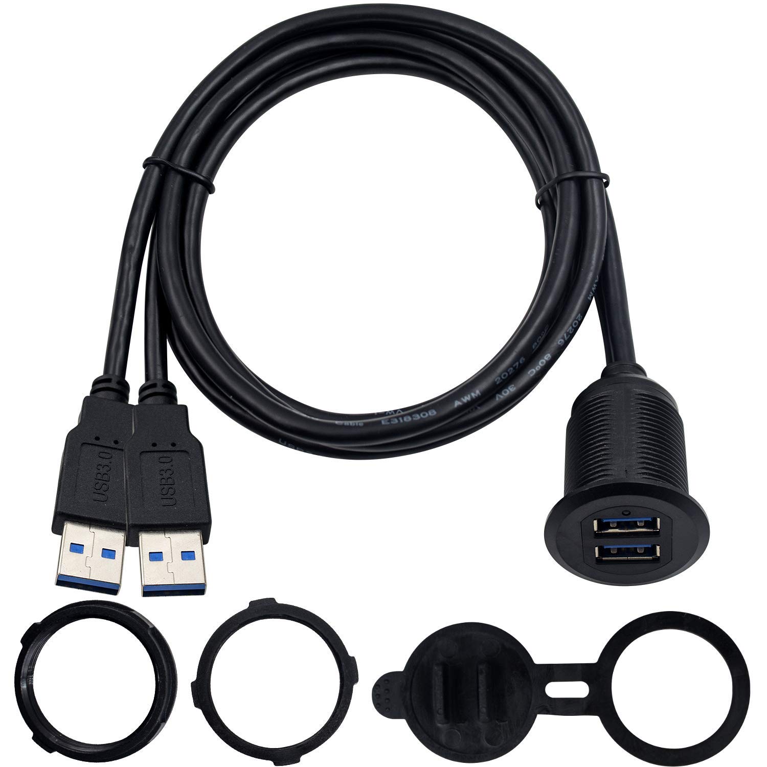 Boat Motorcycle USB Installation Duttek Dual USB 2.0 Panel Flush Mount ...