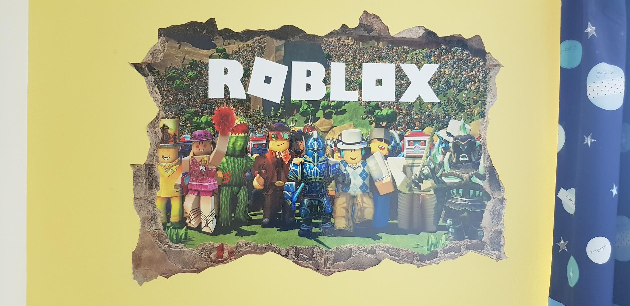 TOP PRINTS Roblox Gang Cartoon Characters 3D Window Smashed Wall ...